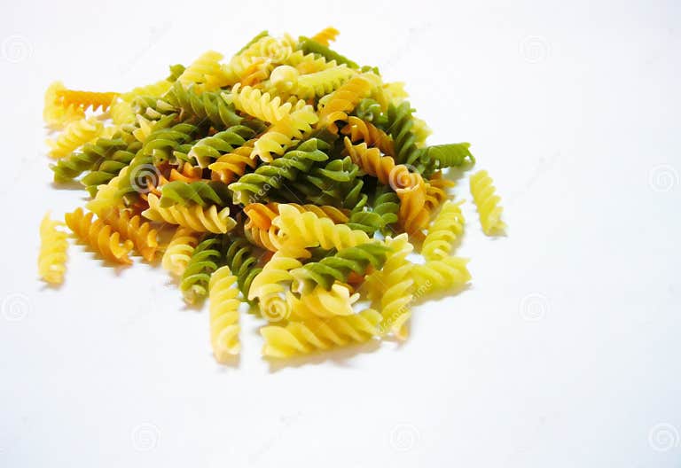 Pasta - Dried Tri-colored Fusilli Stock Photo - Image of lunch, table ...