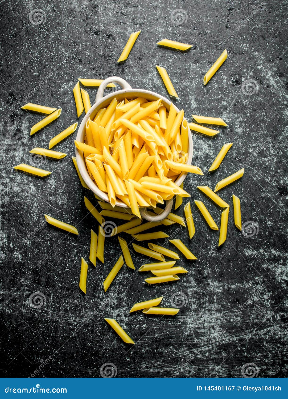 Pasta dry in the pan stock image. Image of wheat, lunch - 145401167