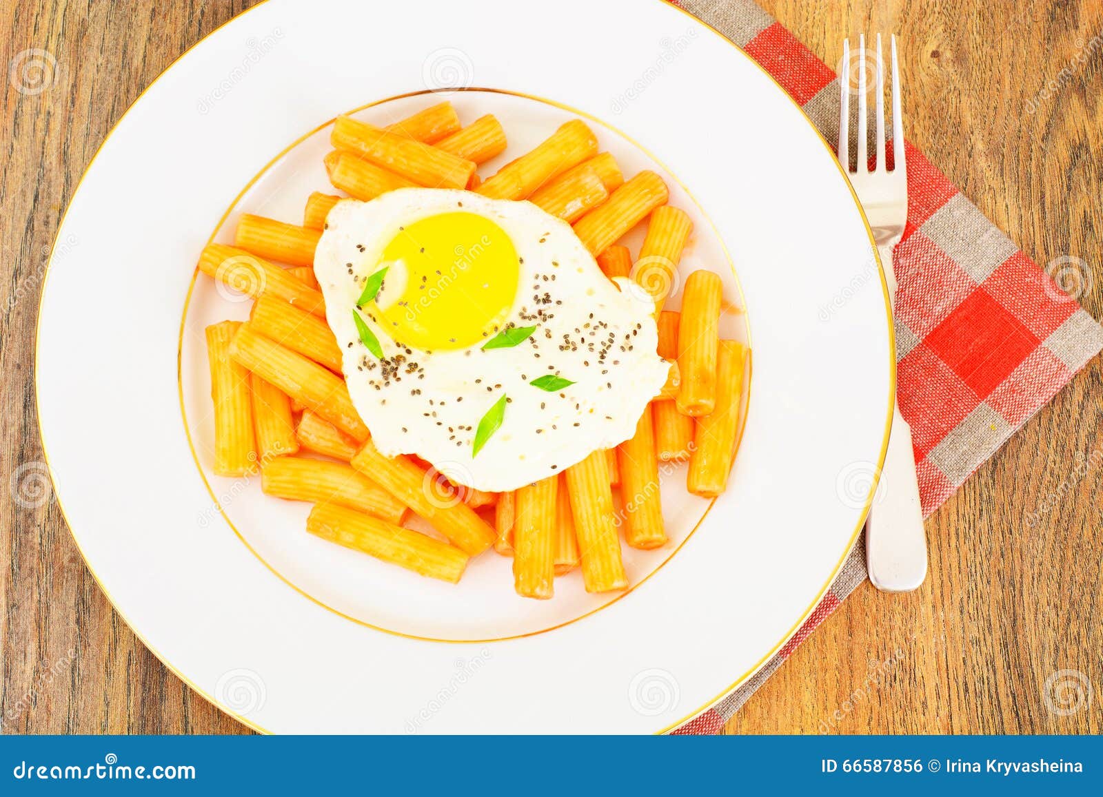 Pasta with Egg and Chia Seeds Stock Photo - Image of gourmet, green ...