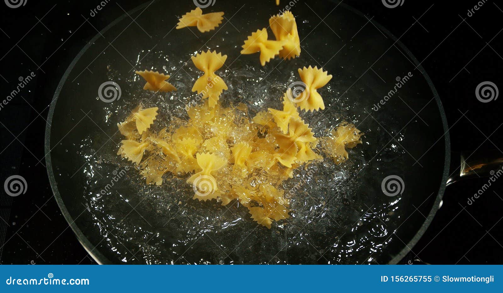 Pasta Falling into Boiling Water, Slow Motion Stock Video - Video of ...