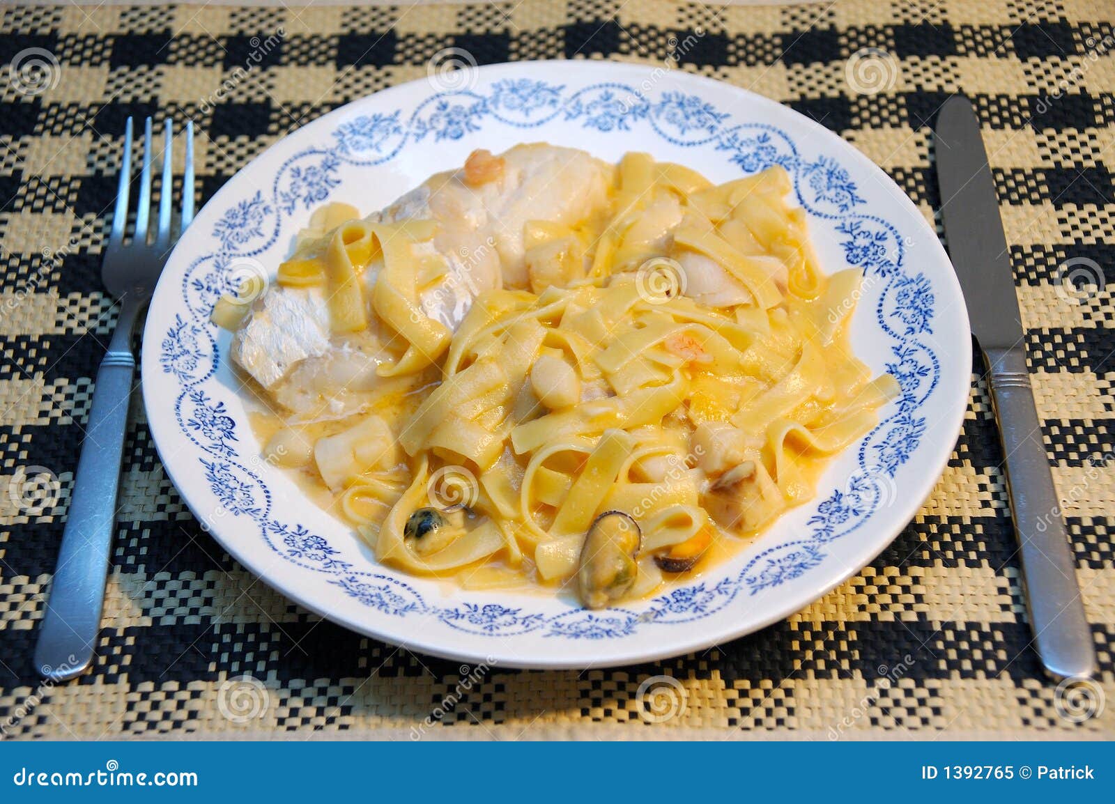 Pasta with fish. stock image. Image of health, pasta, isolated - 1392765