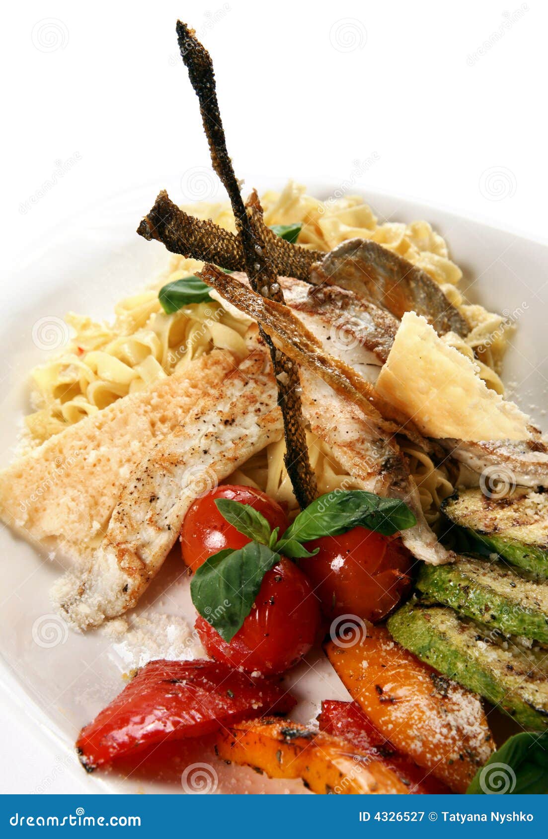Pasta with fish stock image. Image of meal, italian, prepared - 4326527