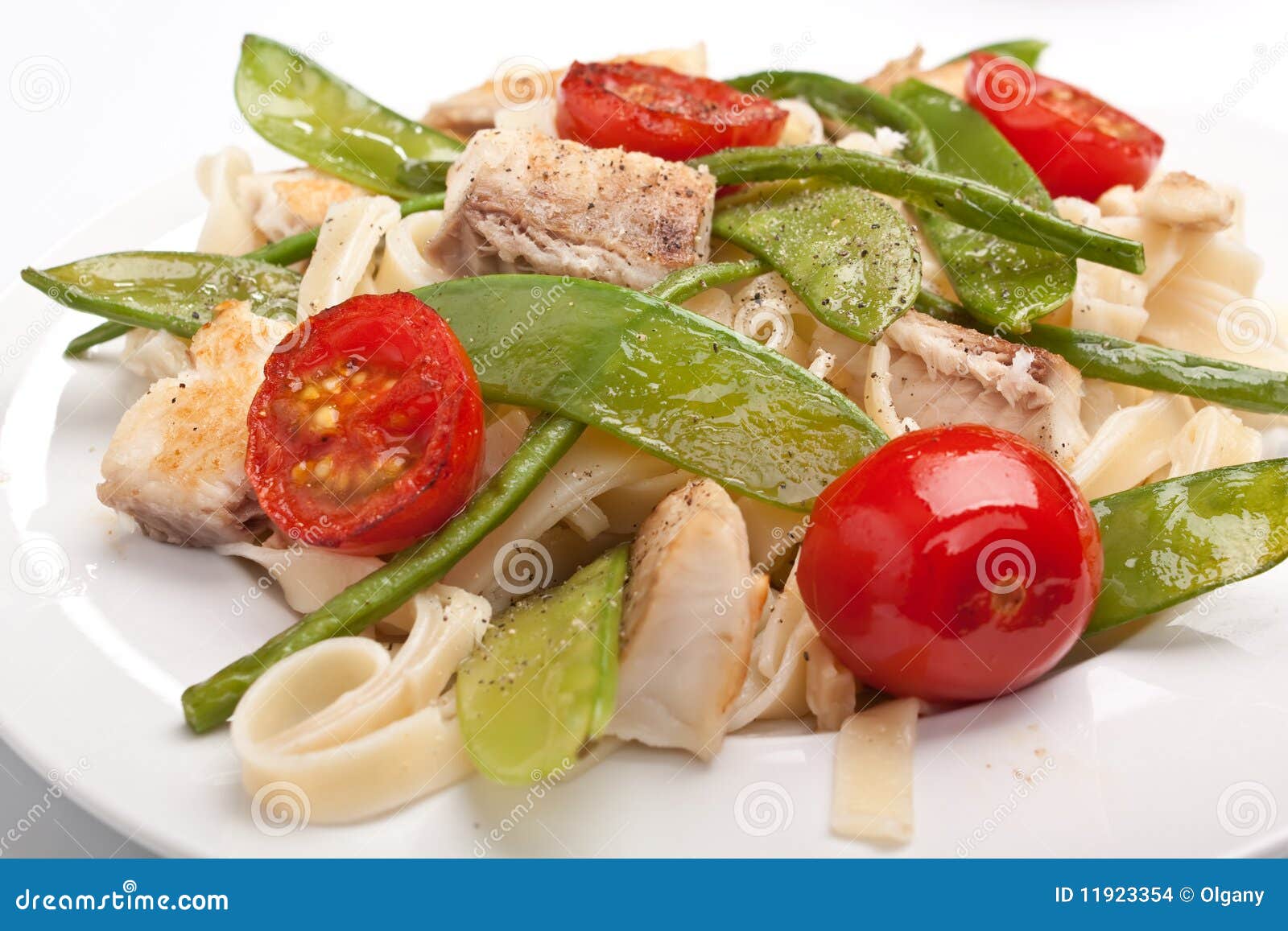 Pasta with Fish and Vegetables Stock Photo - Image of food, seafood ...