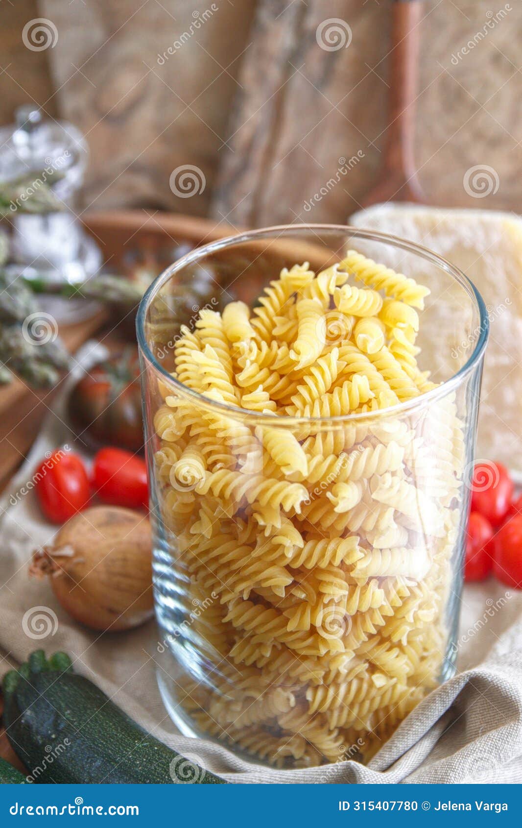 Pasta in glass container stock photo. Image of food - 315407780