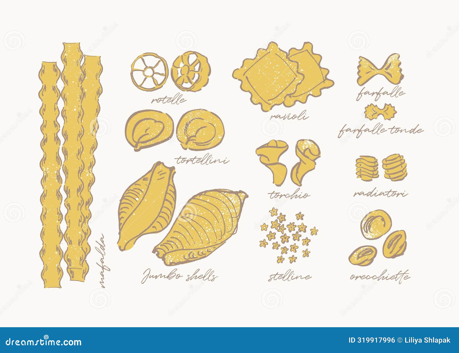 Pasta hand drawn guide stock vector. Illustration of dough - 319917996