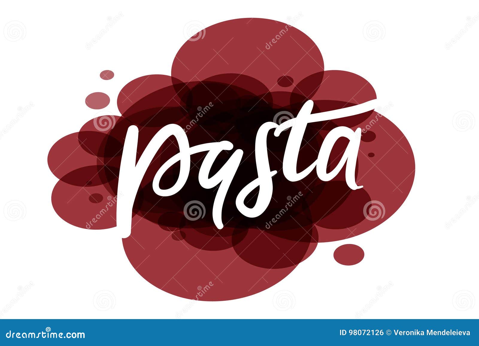 Pasta Hand Lettering Logo Design. Vector Hand Drawn Illustration. Stock ...