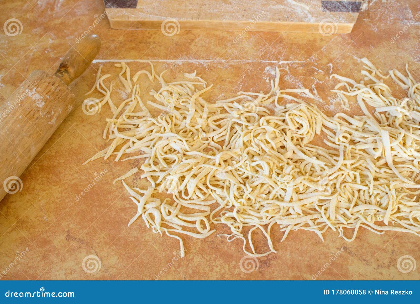 Pasta Home Making Closeup in Kitchen Interior. the Cooking Process, Raw ...