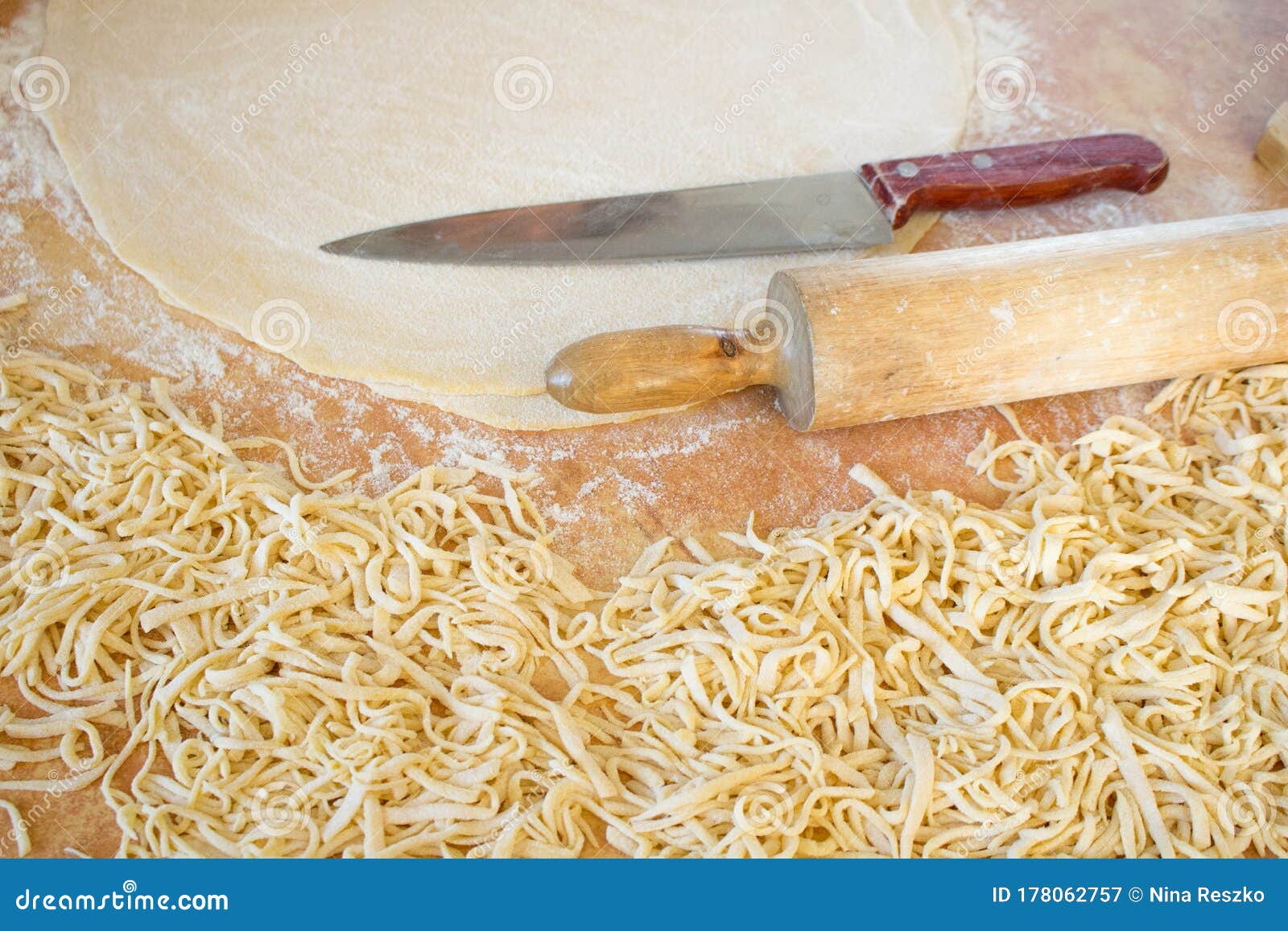 Pasta Home Makingcloseup in Kitchen Interior. the Cooking Process, Raw ...