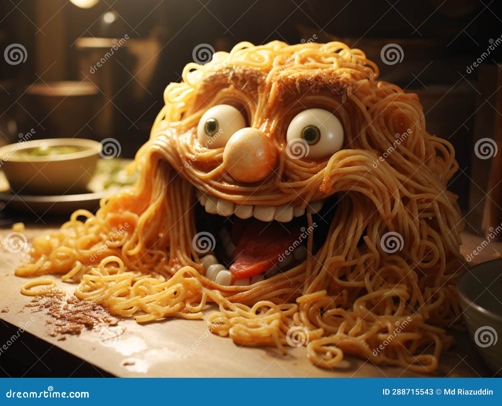 Pasta with Human Face Pixar Stock Illustration - Illustration of human ...