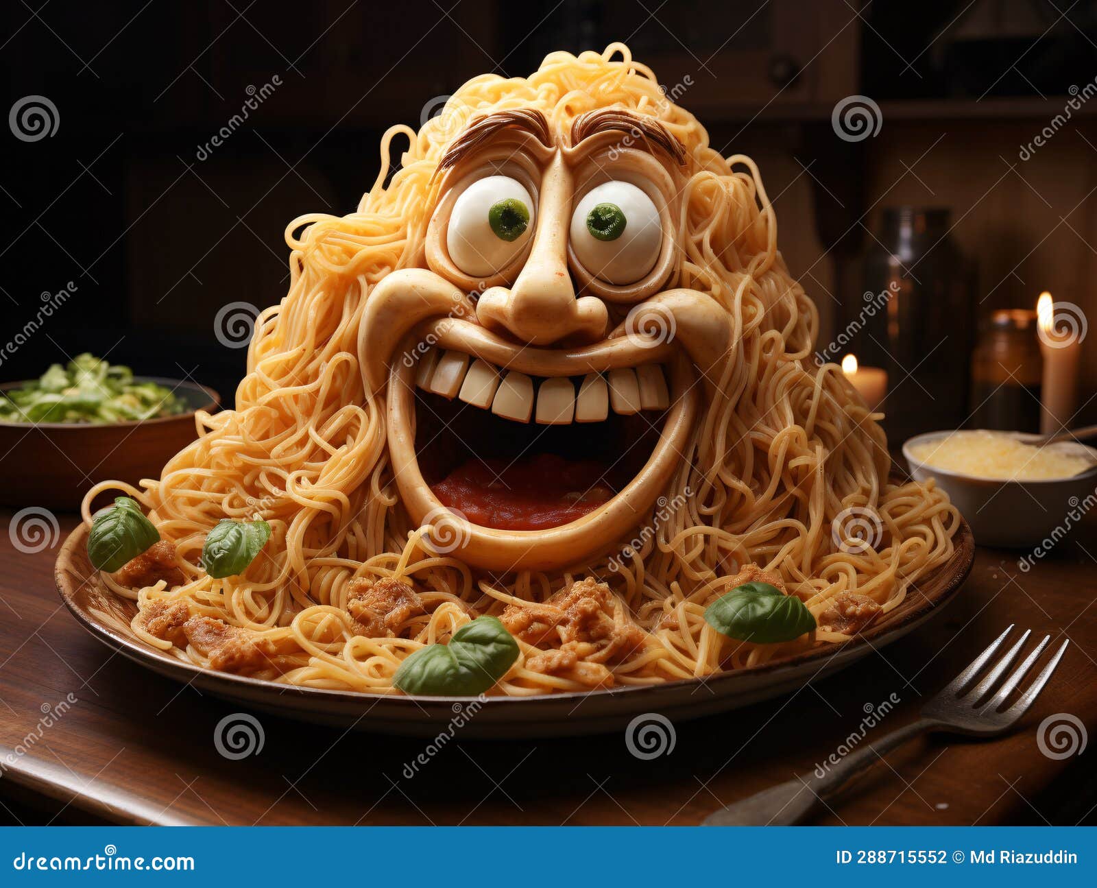 Pasta with Human Face Pixar Stock Illustration - Illustration of ...