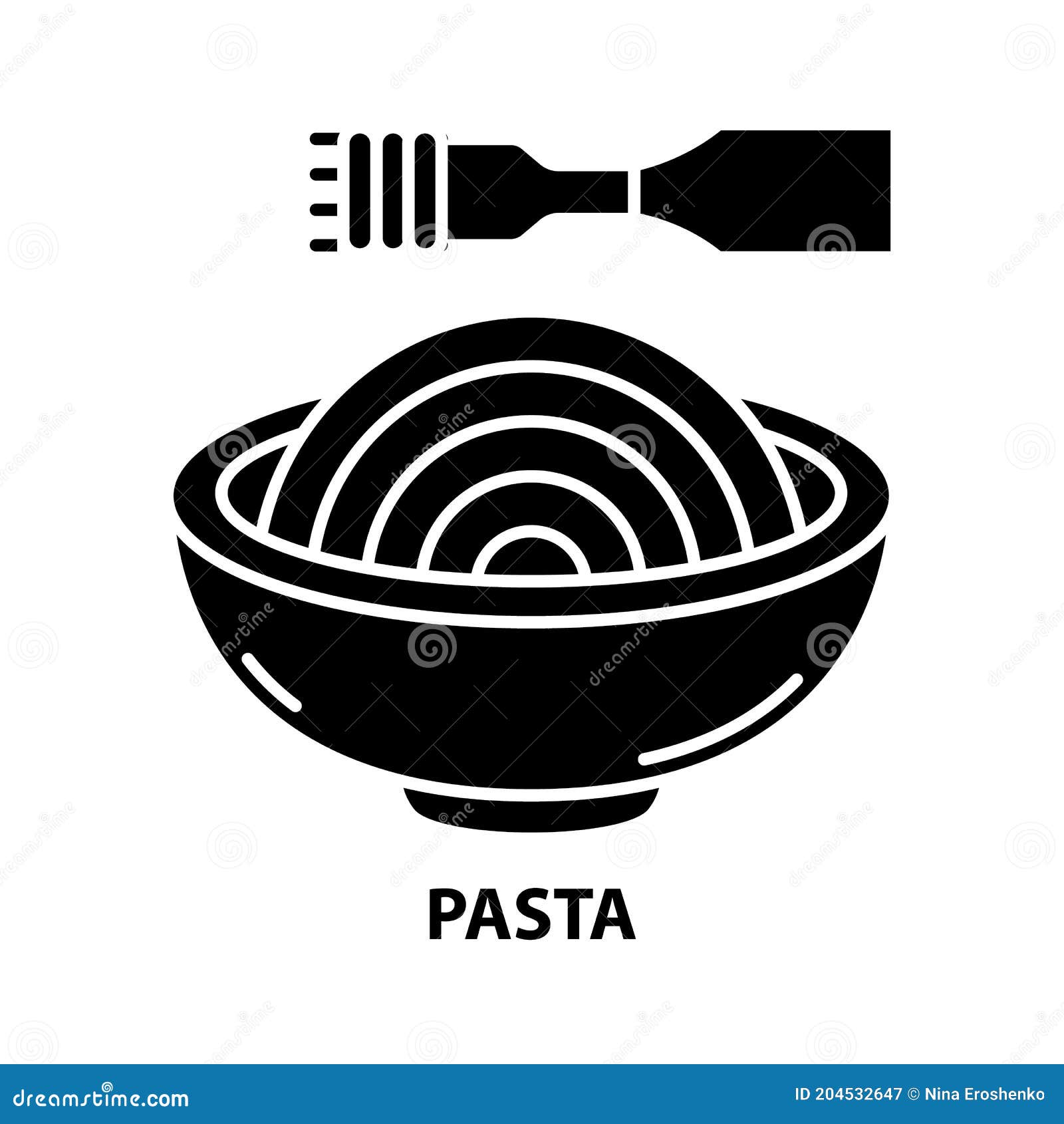 Pasta Icon, Black Vector Sign with Editable Strokes, Concept ...