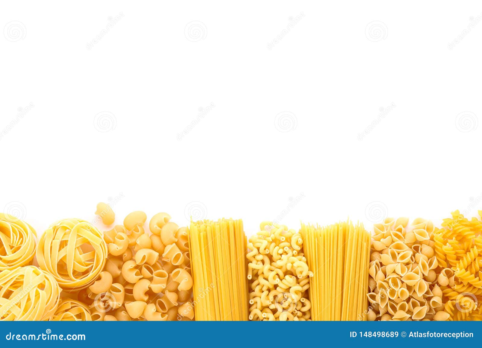 Pasta Isolated on White Background, Top View Stock Image - Image of ...