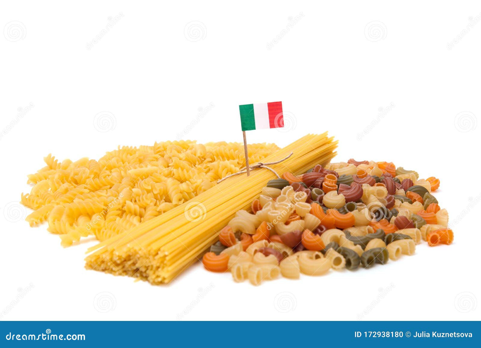 Pasta with Italian Flag on White Background Stock Photo - Image of ...