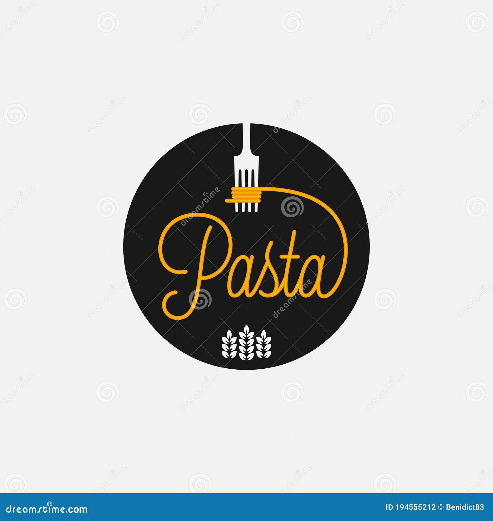Pasta Logo. Hand Drawn Vector Illustration Of Plate With Spaghetti ...