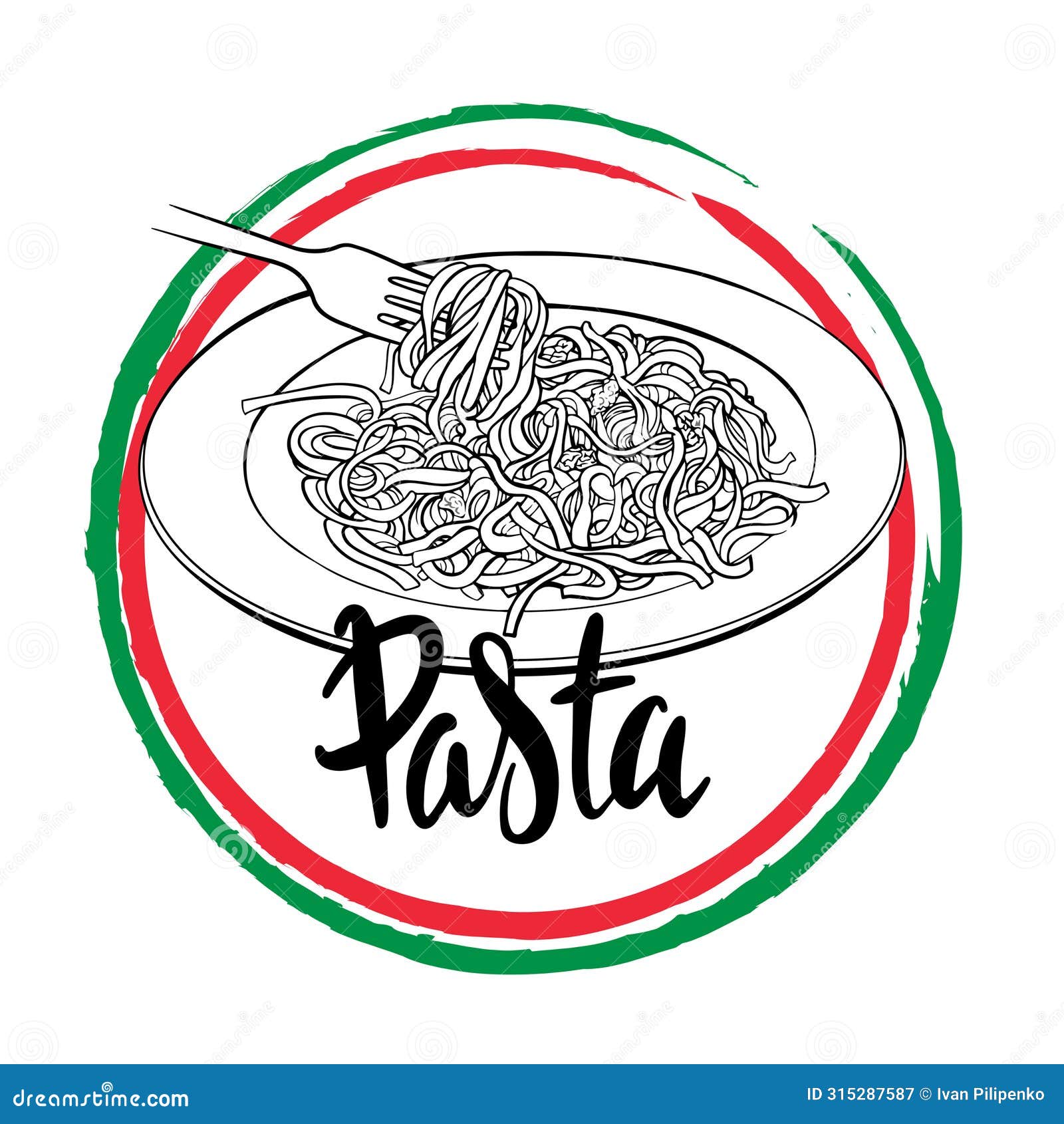 Pasta - Handwritten Modern Calligraphy Lettering On Purple Watercolor ...