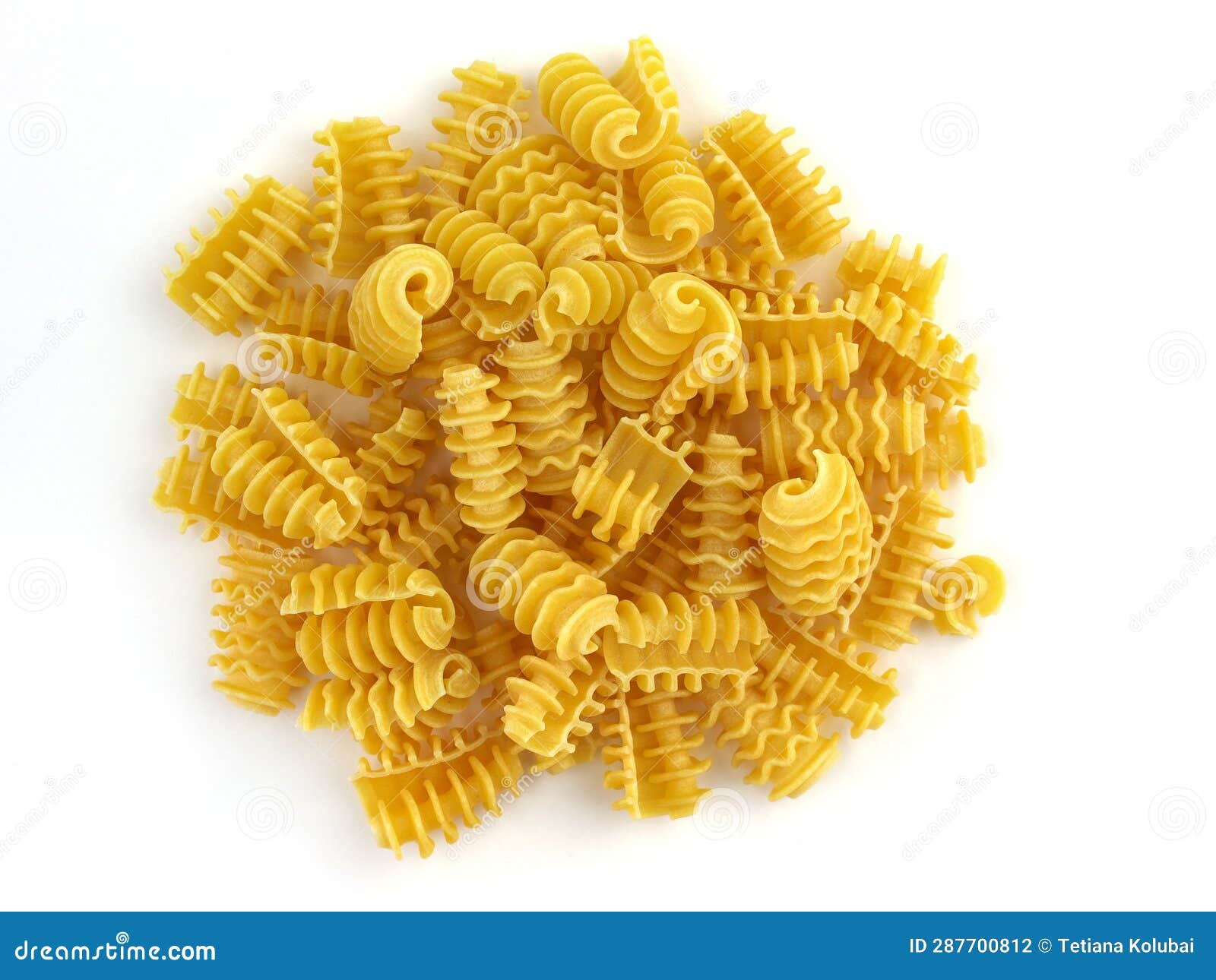 Pasta Made of Durum Wheat Top View. Spiral Pasta on a White Background ...