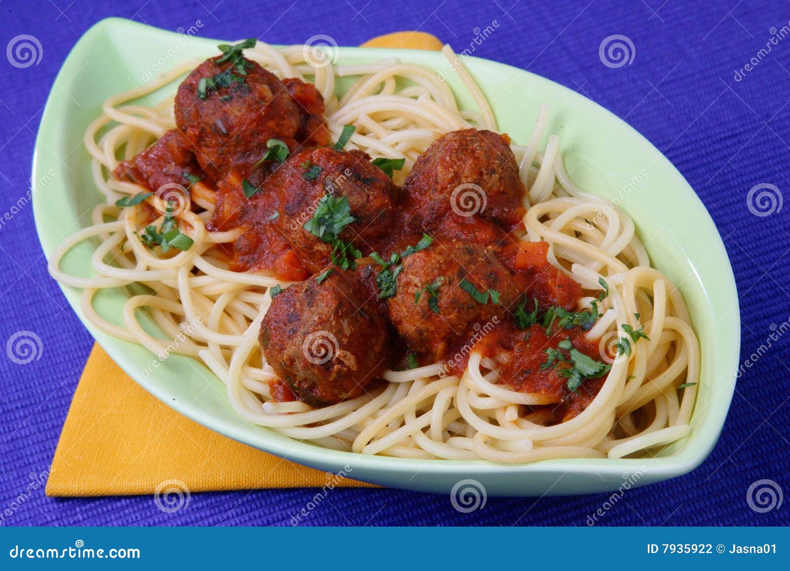 Pasta with meat balls stock photo. Image of herb, close - 7935922