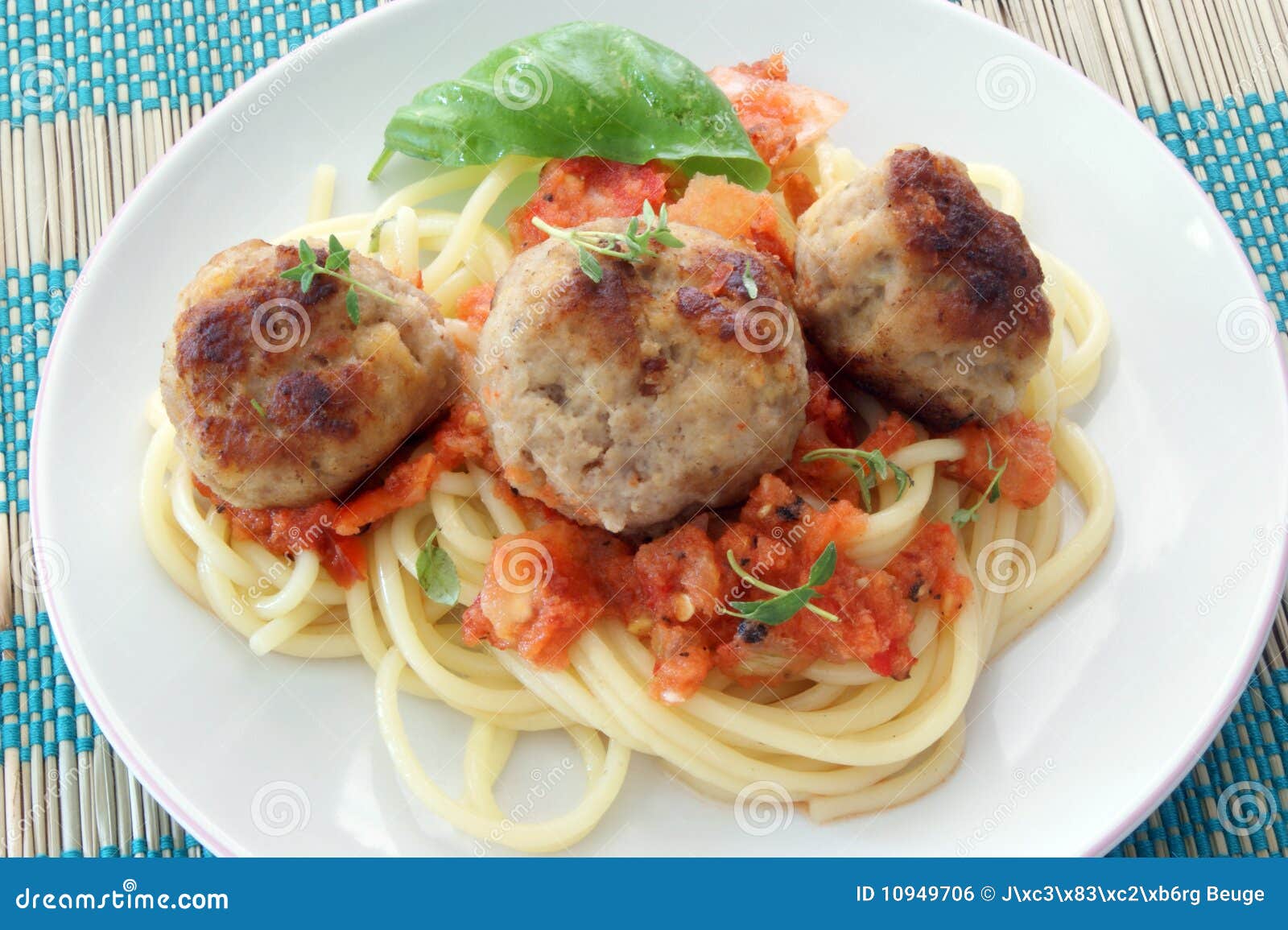 Pasta with Meat Balls and Tomato Stock Photo - Image of meat, cuisine ...