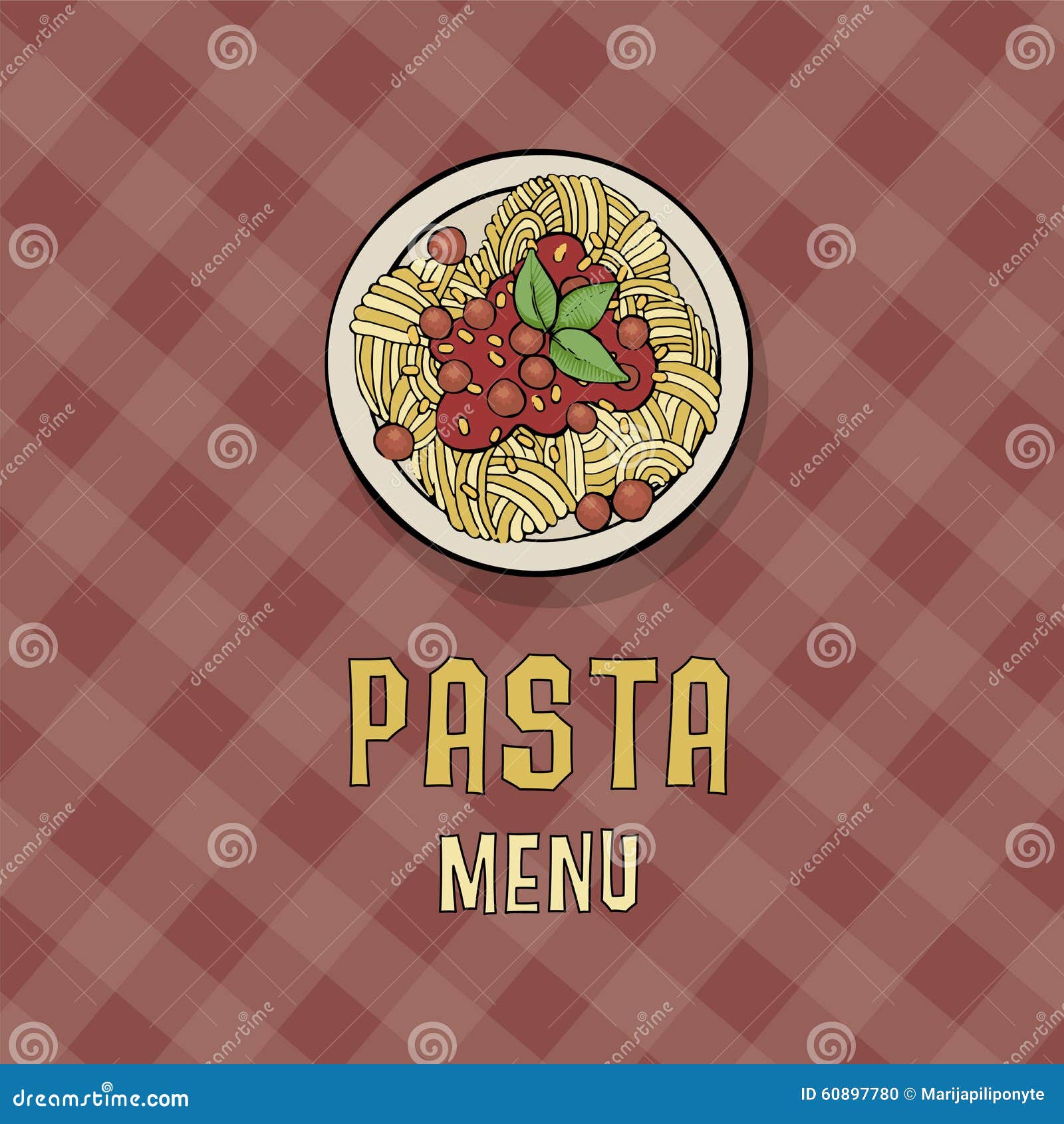 Pasta menu stock vector. Illustration of drawn, drawing - 60897780