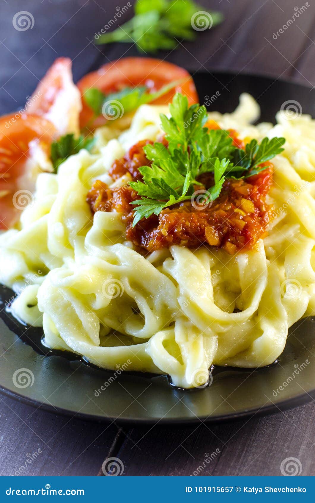 Pasta with Minced Meat and Tomatoes Stock Image - Image of eating, dish ...