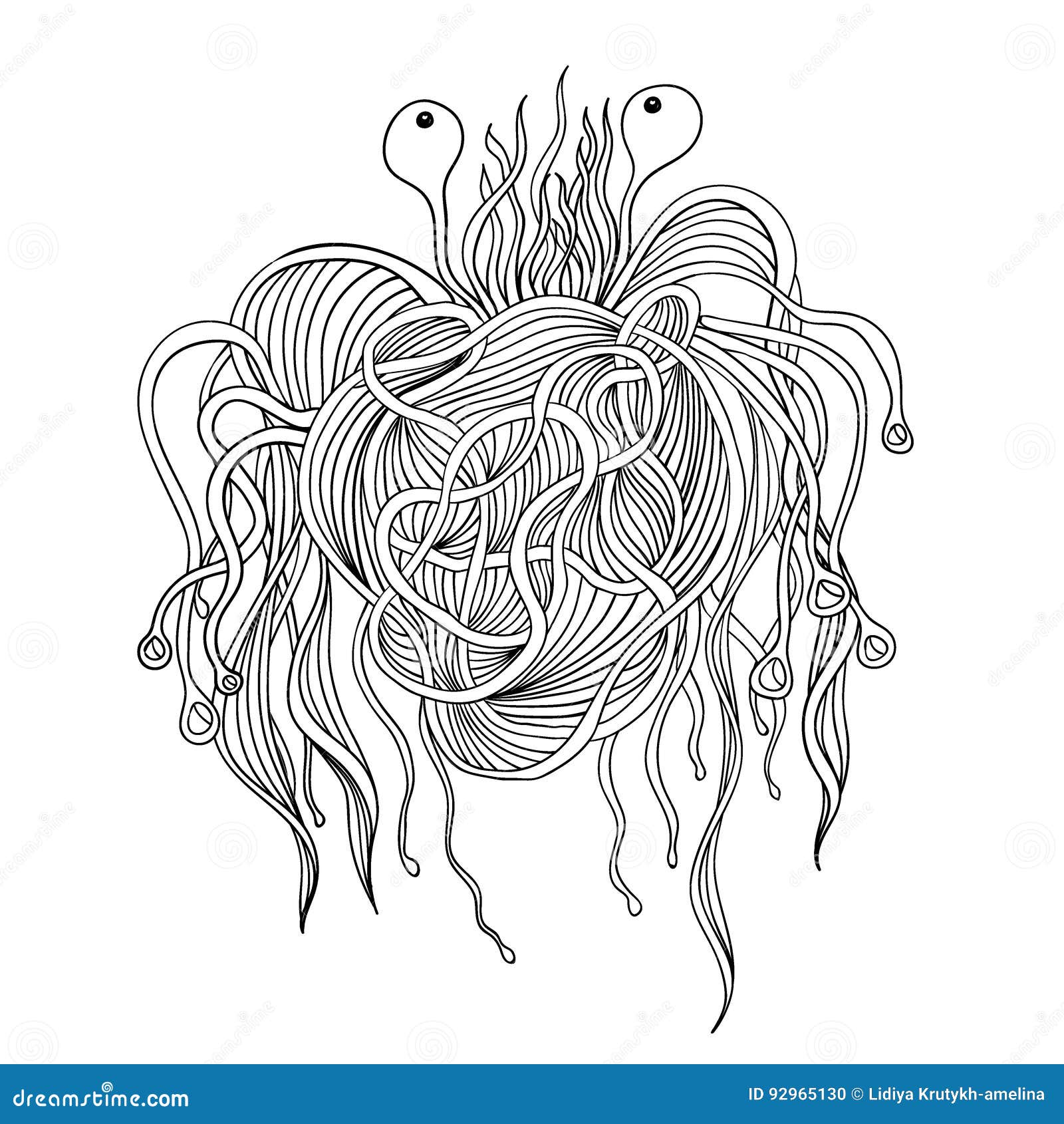 Pasta Monster. Pastafarian God Stock Vector - Illustration of cute ...