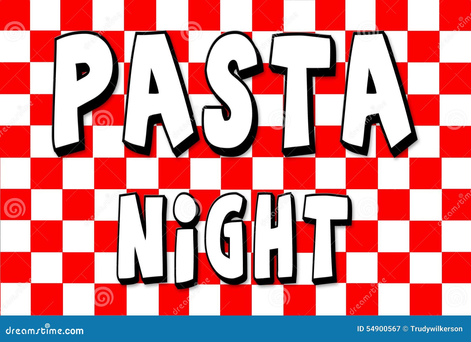PASTA NIGHT Menu Red White Checkerd Background Stock Illustration ...