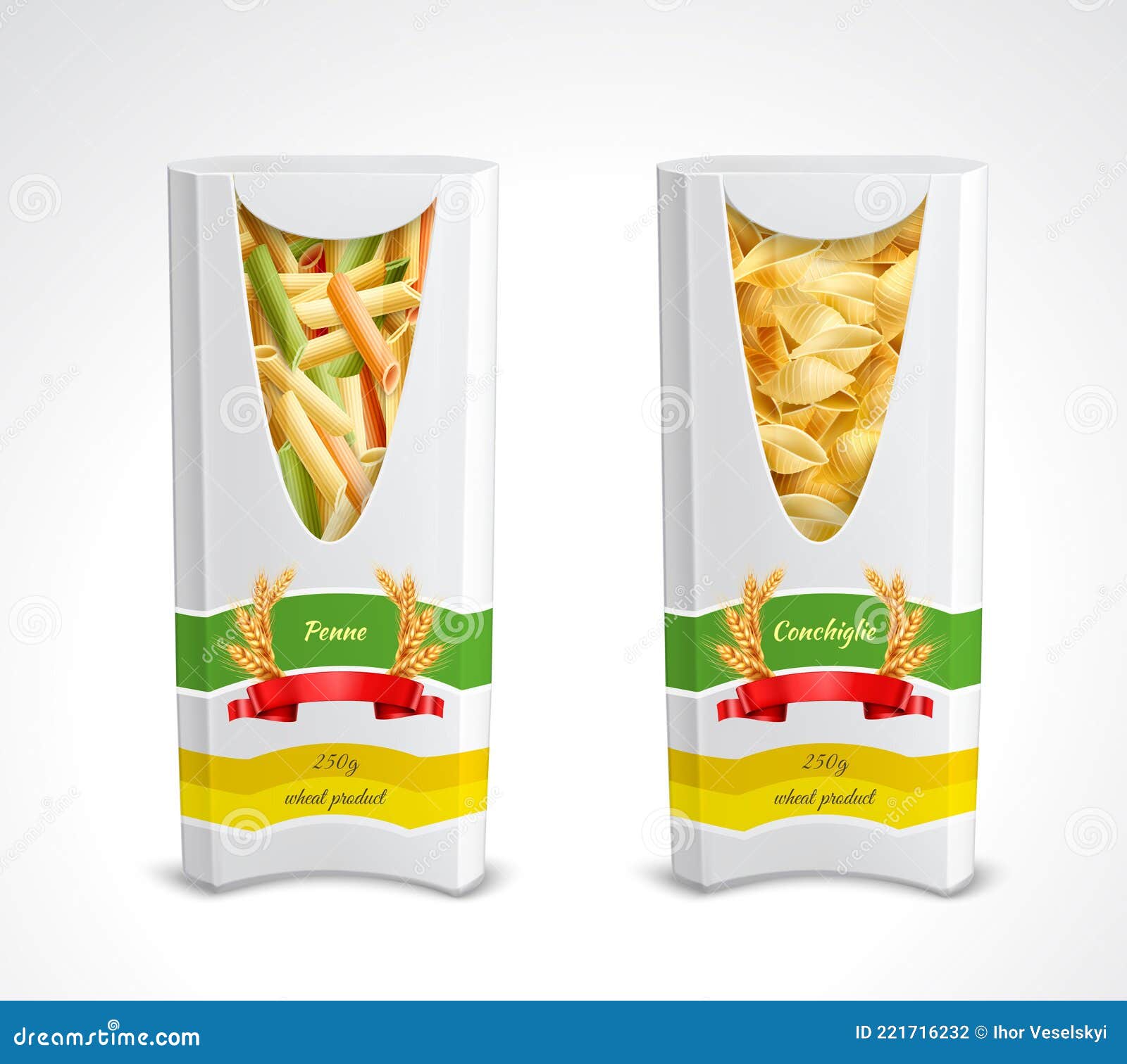 Pasta Package Realistic Icon Set Stock Vector - Illustration of ...