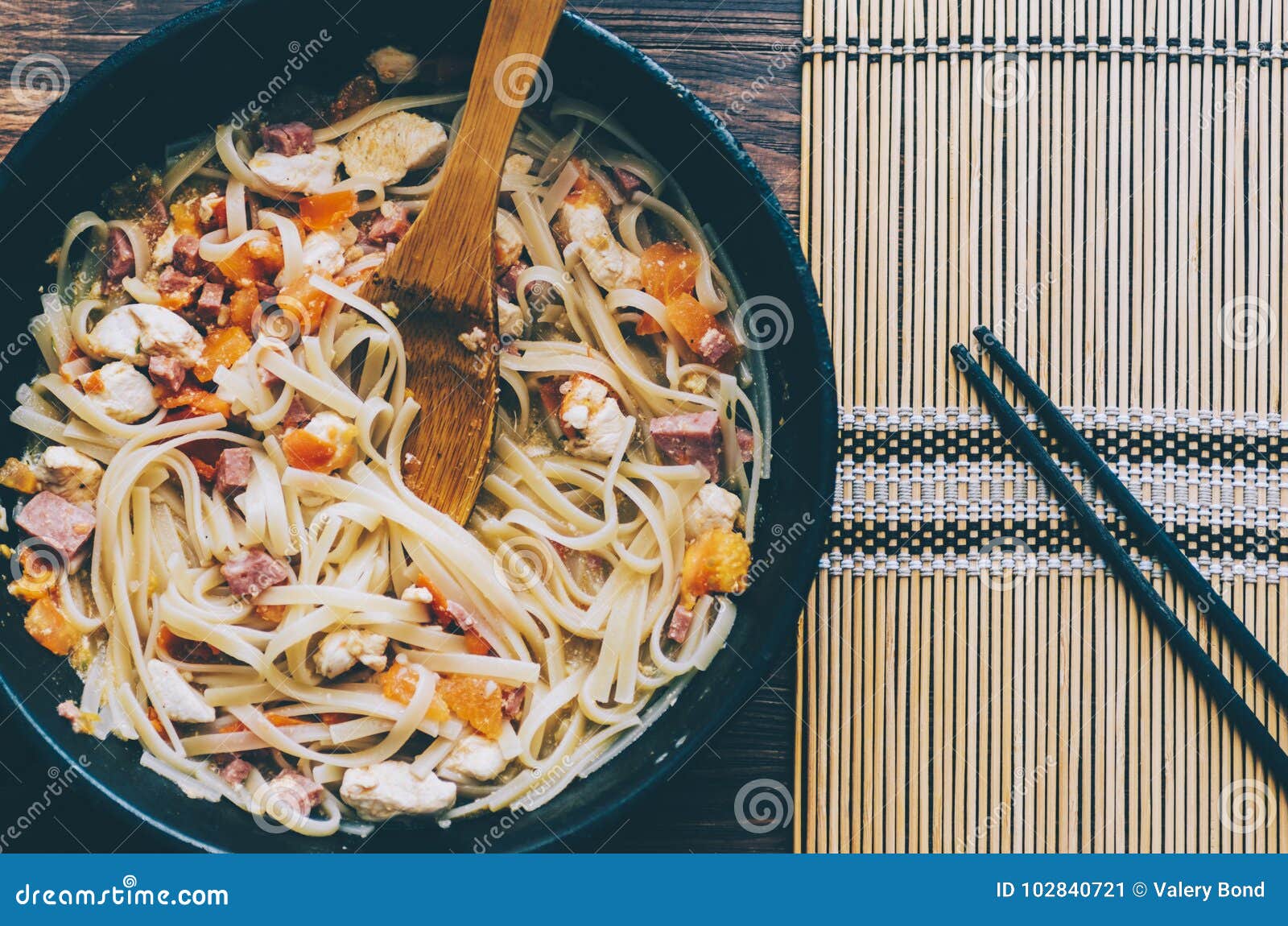 Pasta in Pan stock image. Image of fried, culinary, mediterranean ...