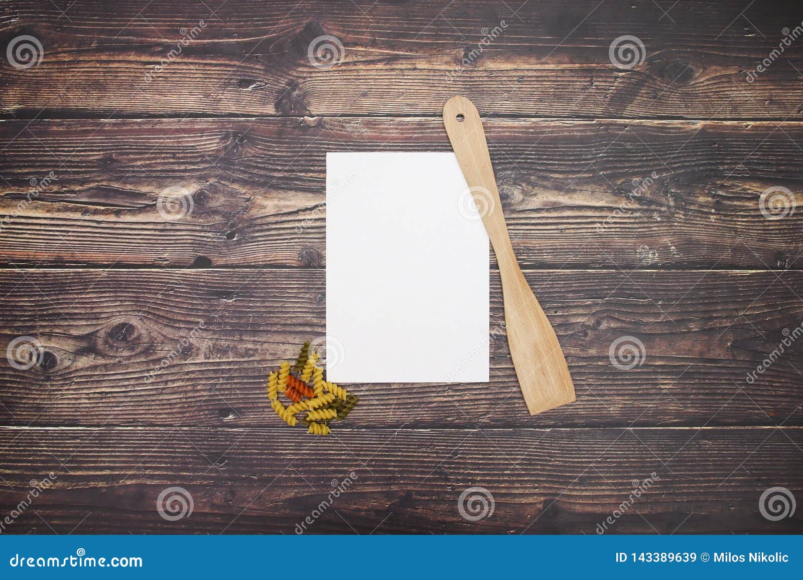 Pasta and paper for recipe stock image. Image of bread - 143389639