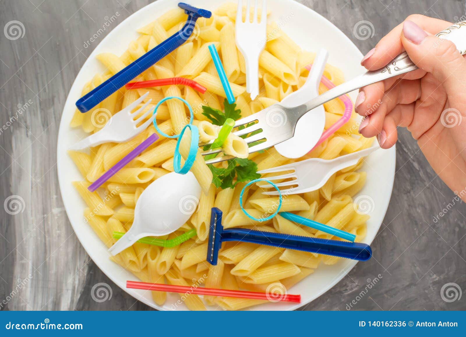 Pasta, Pasta with Garbage, Environmental Pollution, Garbage, Dirt ...