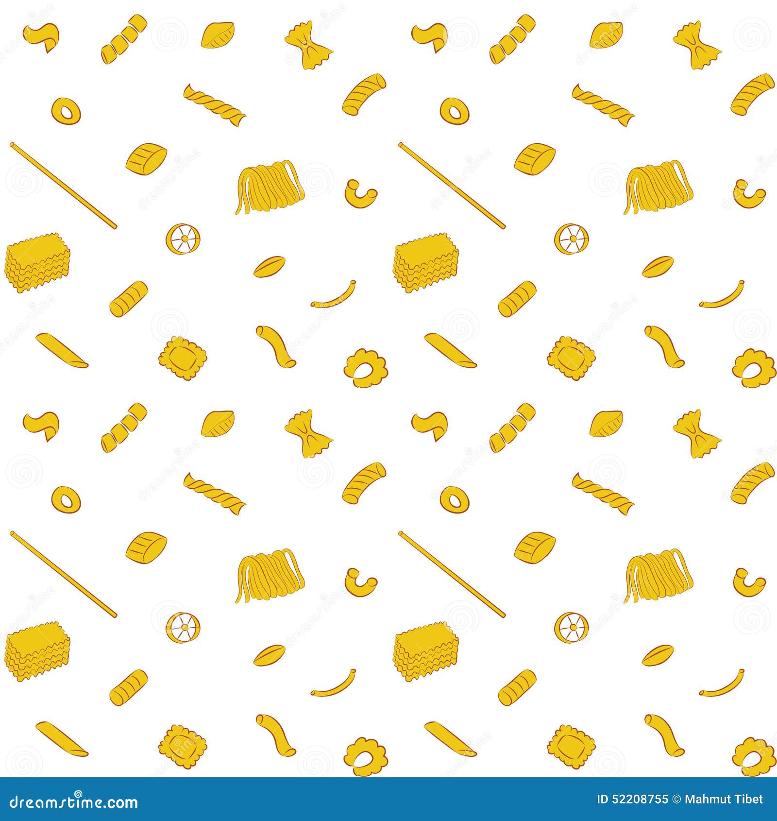 Pasta Pattern stock vector. Illustration of rigatoni - 52208755