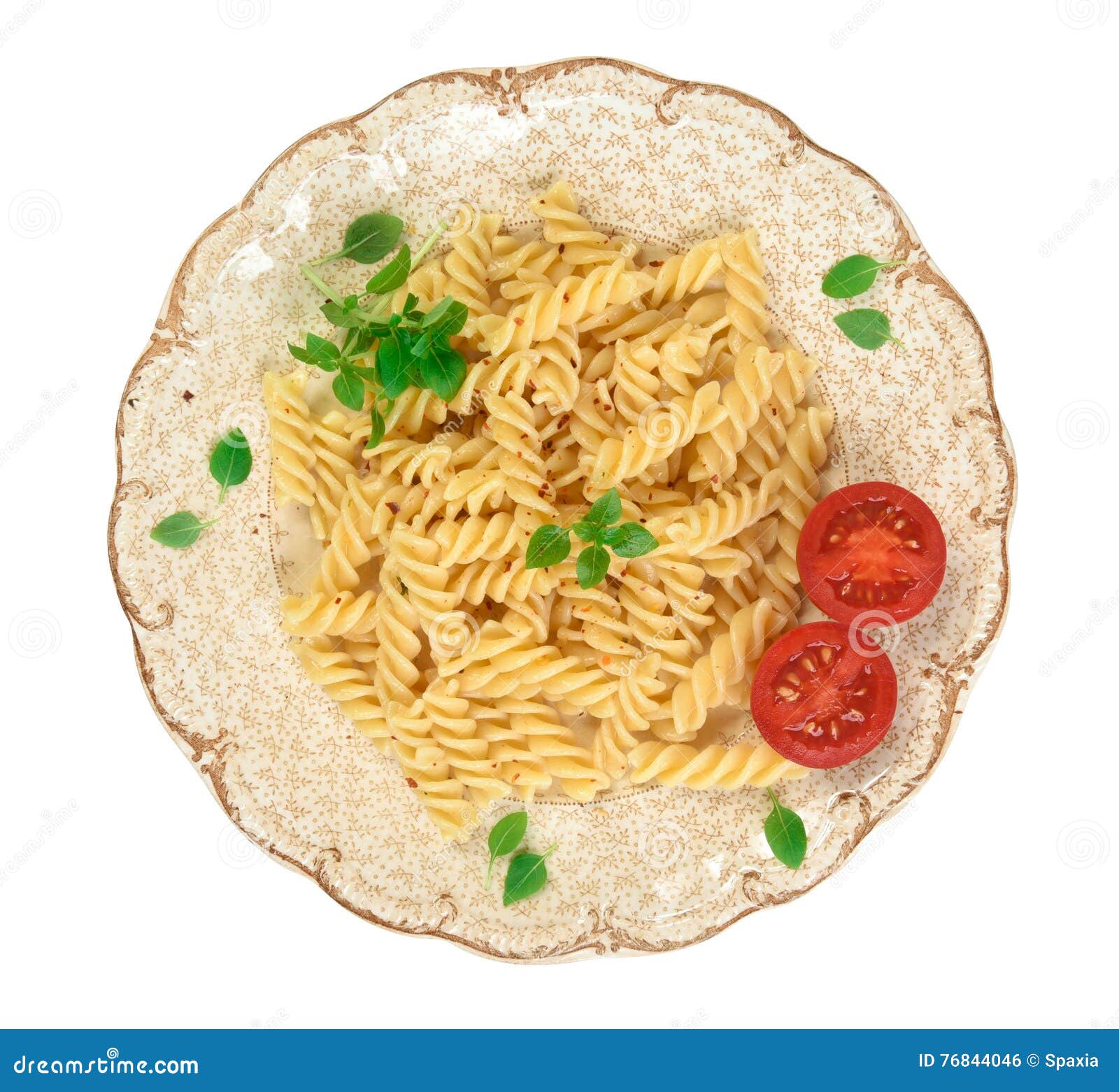 Pasta on a plate top view stock photo. Image of closeup - 76844046