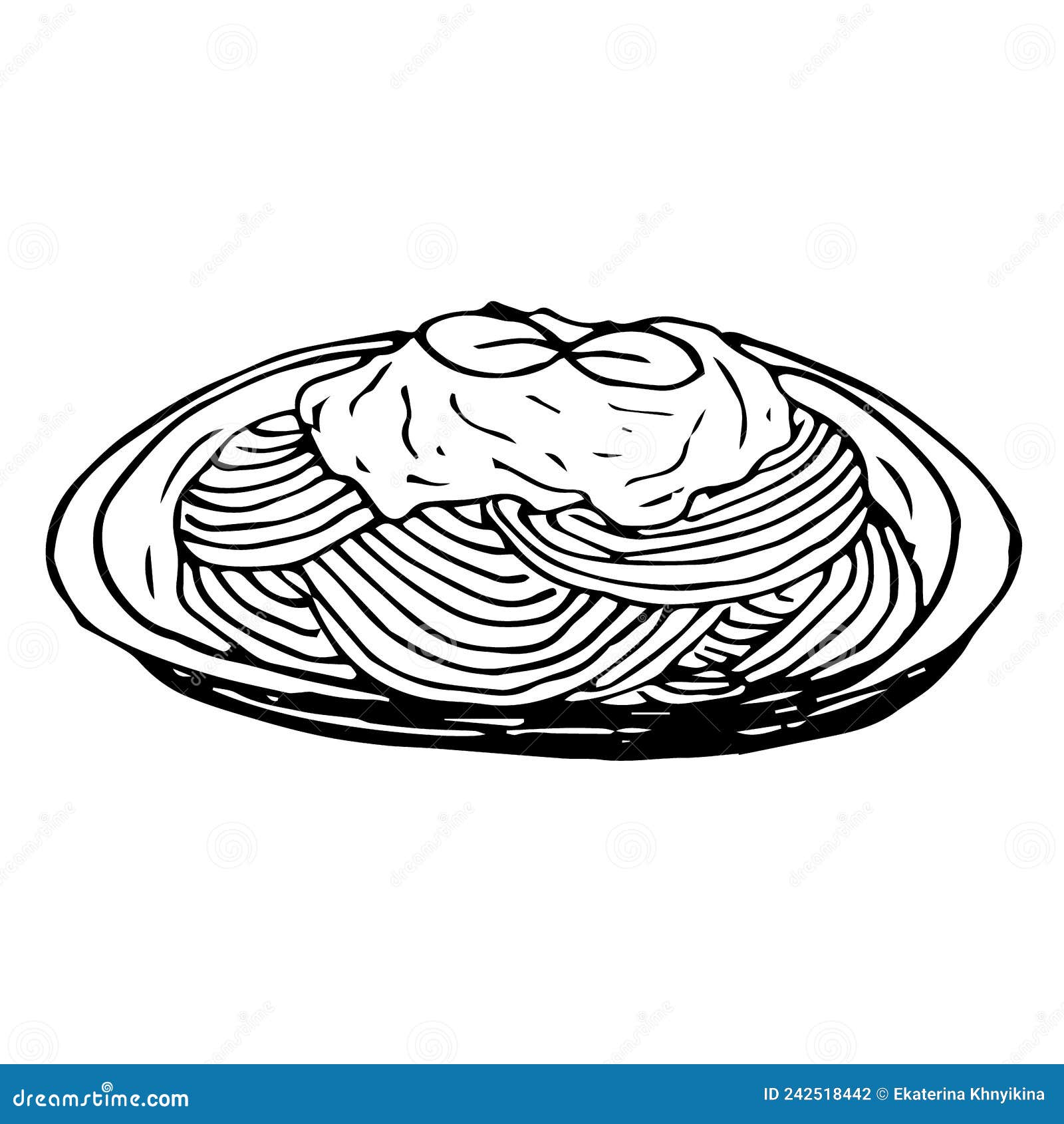 Pasta Plate Vector Illustration, Hand Drawing Doodle Stock Vector ...
