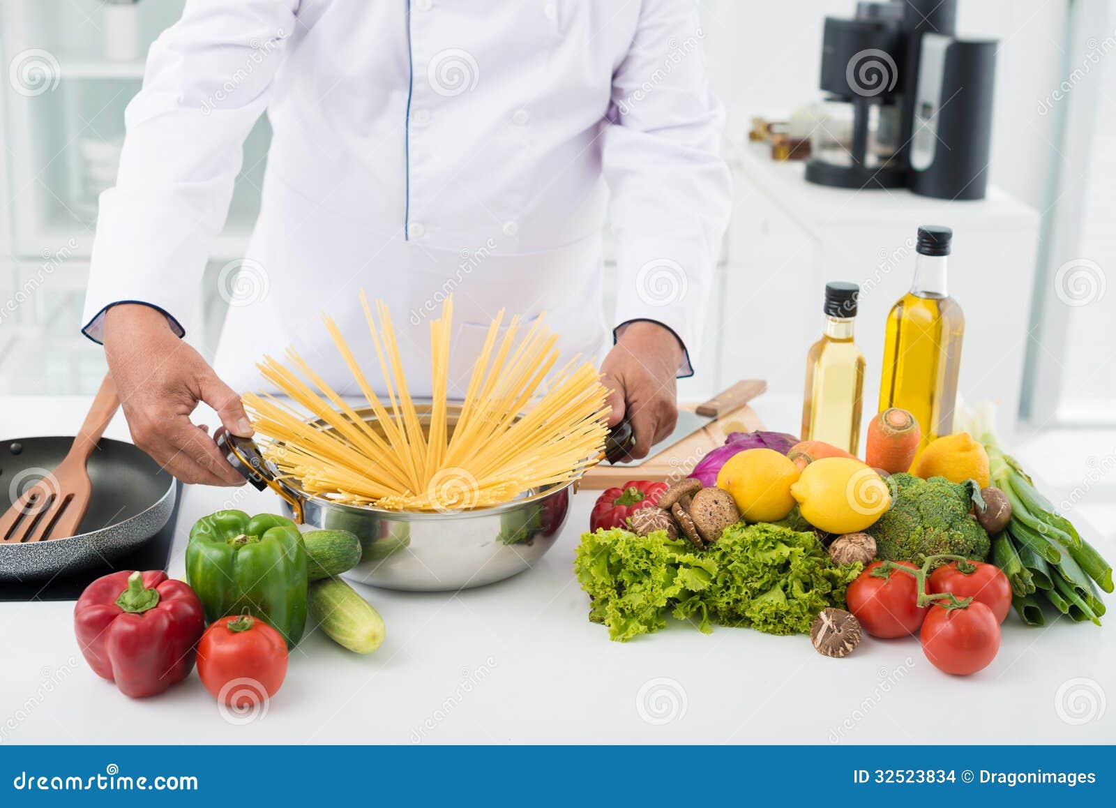 Pasta preparation stock photo. Image of culinary, human - 32523834