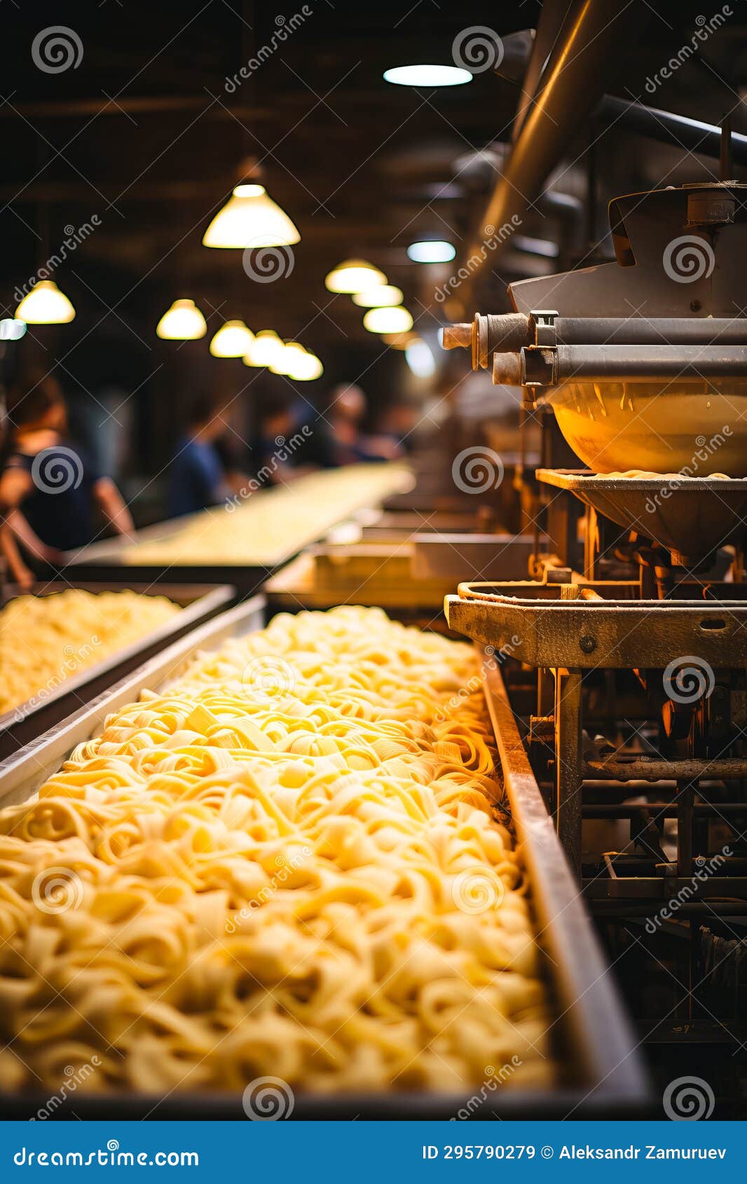 Pasta Producing Process, Various Types of Pasta on Conveyor Belt Stock ...