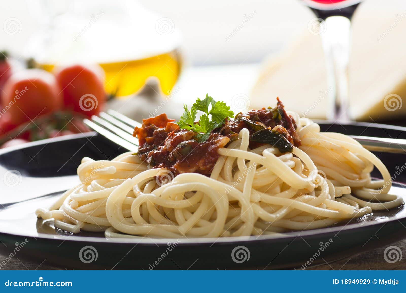 Pasta putanesca stock image. Image of cheese, italy, home - 18949929