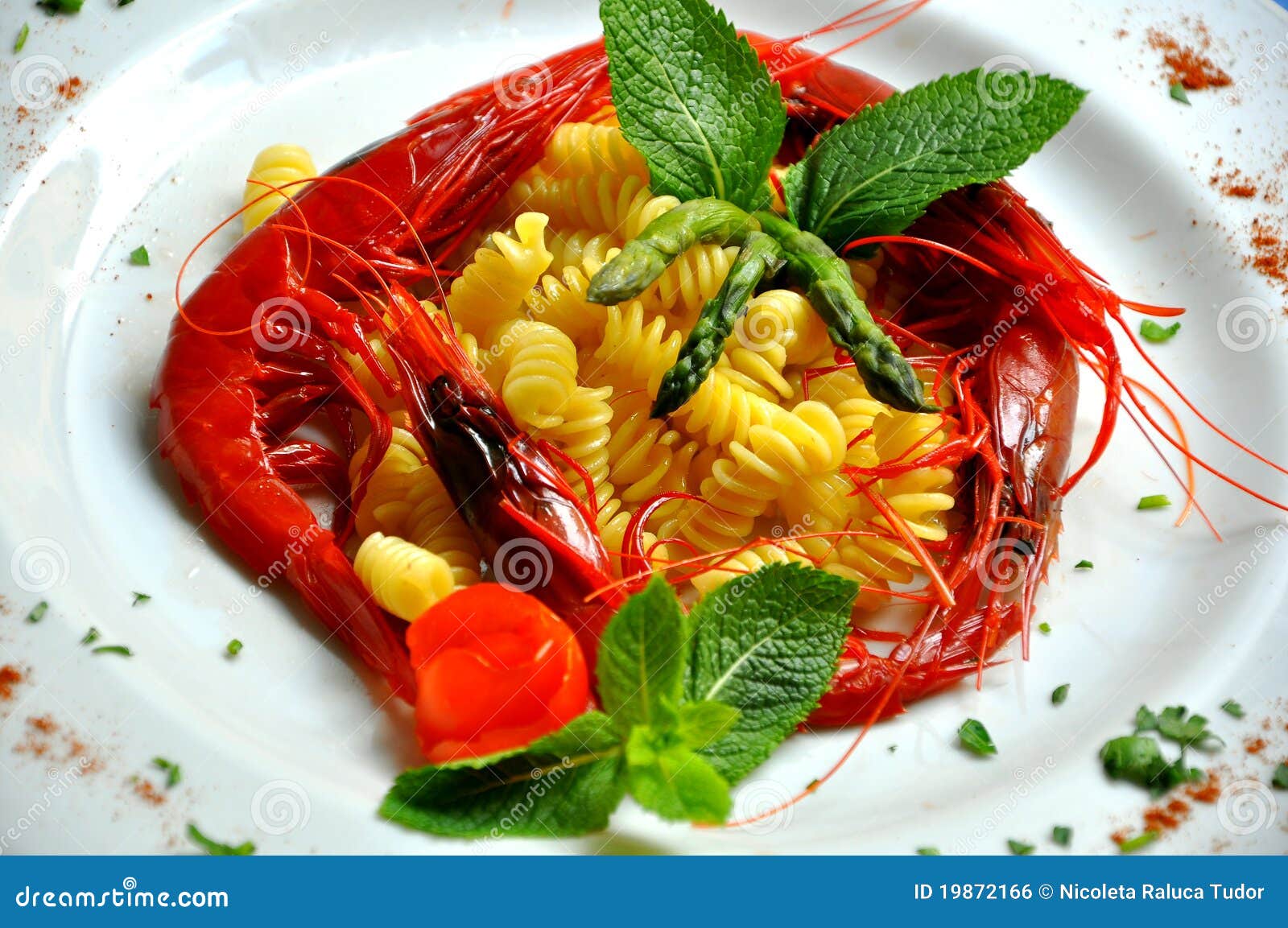 Italian Food : Pasta with Red Sicilian Prawns Stock Photo - Image of ...