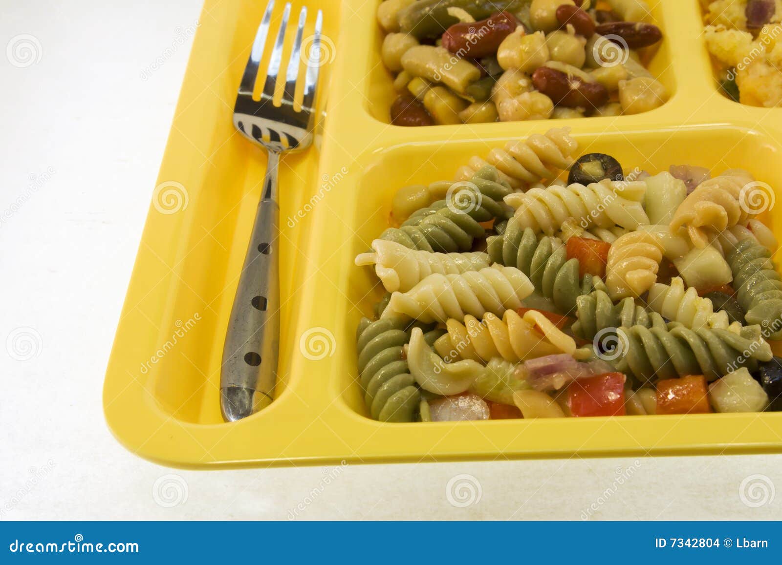 Pasta Salad Cafeteria Tray Detail Stock Photo - Image of plate, white ...