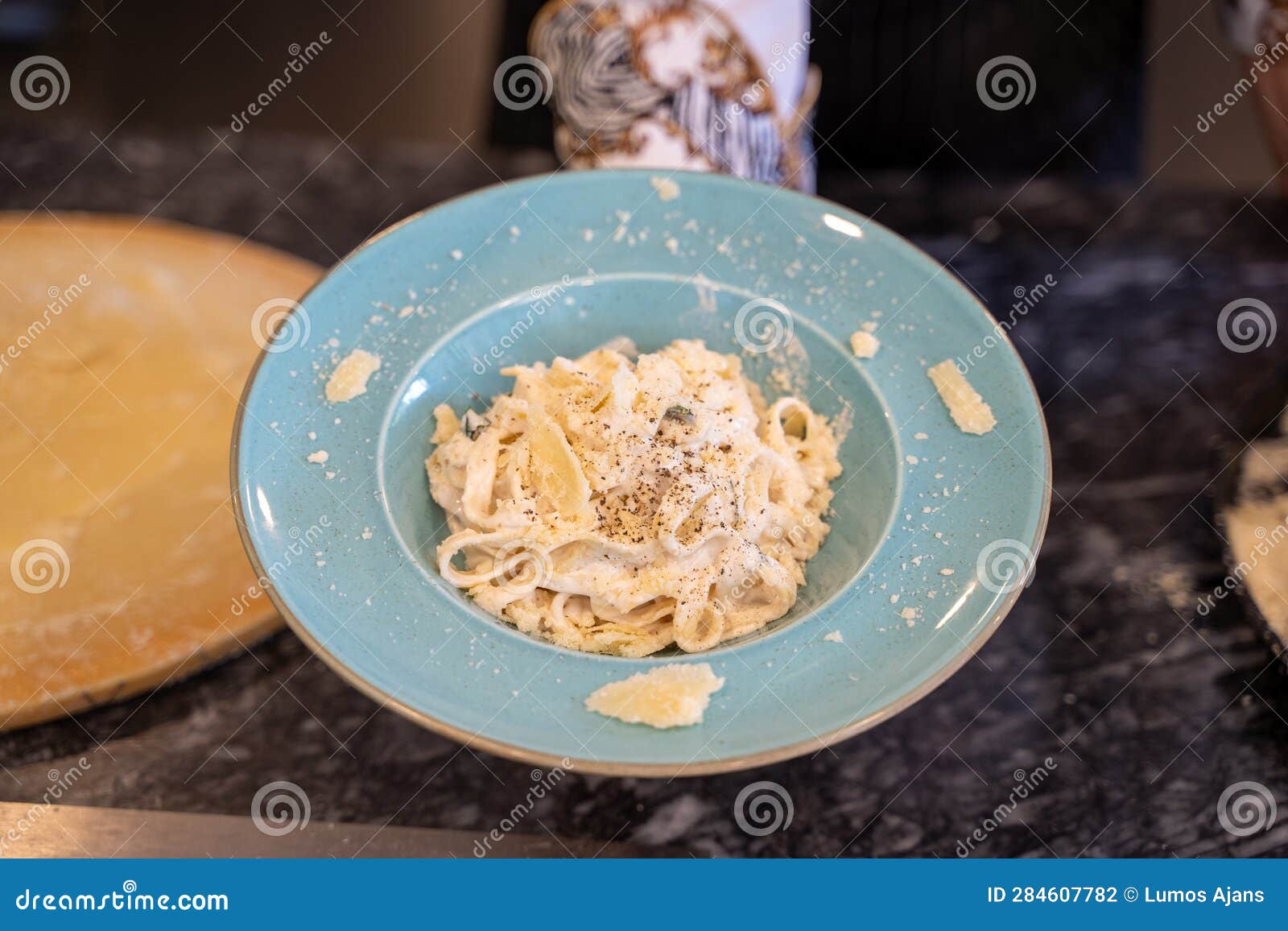 Pasta with Sauce on Plate in Restaurant Stock Photo - Image of pasta ...