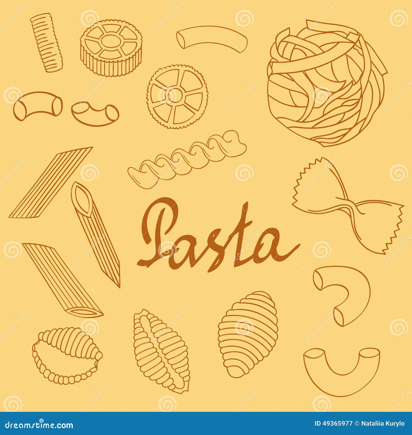 Pasta stock vector. Illustration of outline, doodle, ditalini - 49365977