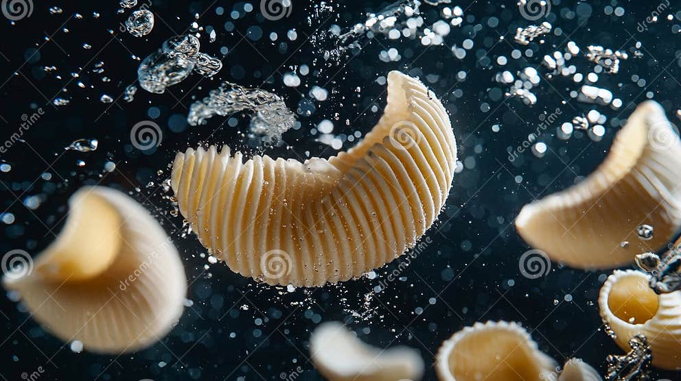 Pasta Shells Float Separately Water Creating Mesmerizing Display Shapes ...