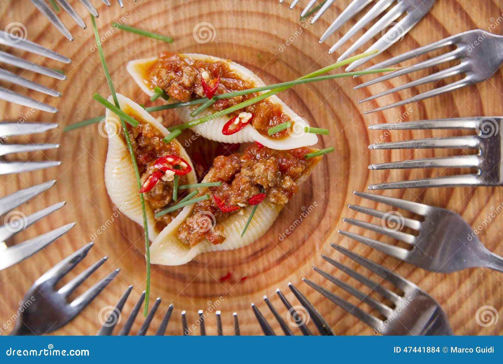 Pasta Shells with Meat Sauce Stock Photo - Image of dish, presentation ...