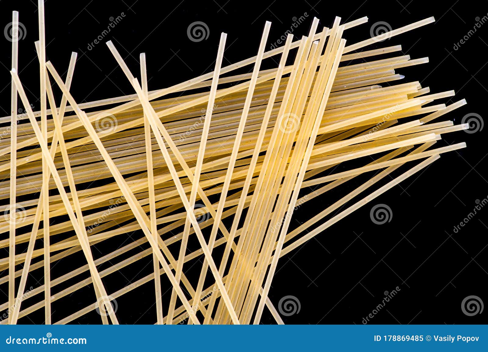 Pasta, Spaghetti, Shells, Rings, Bows on a Black or White Background ...