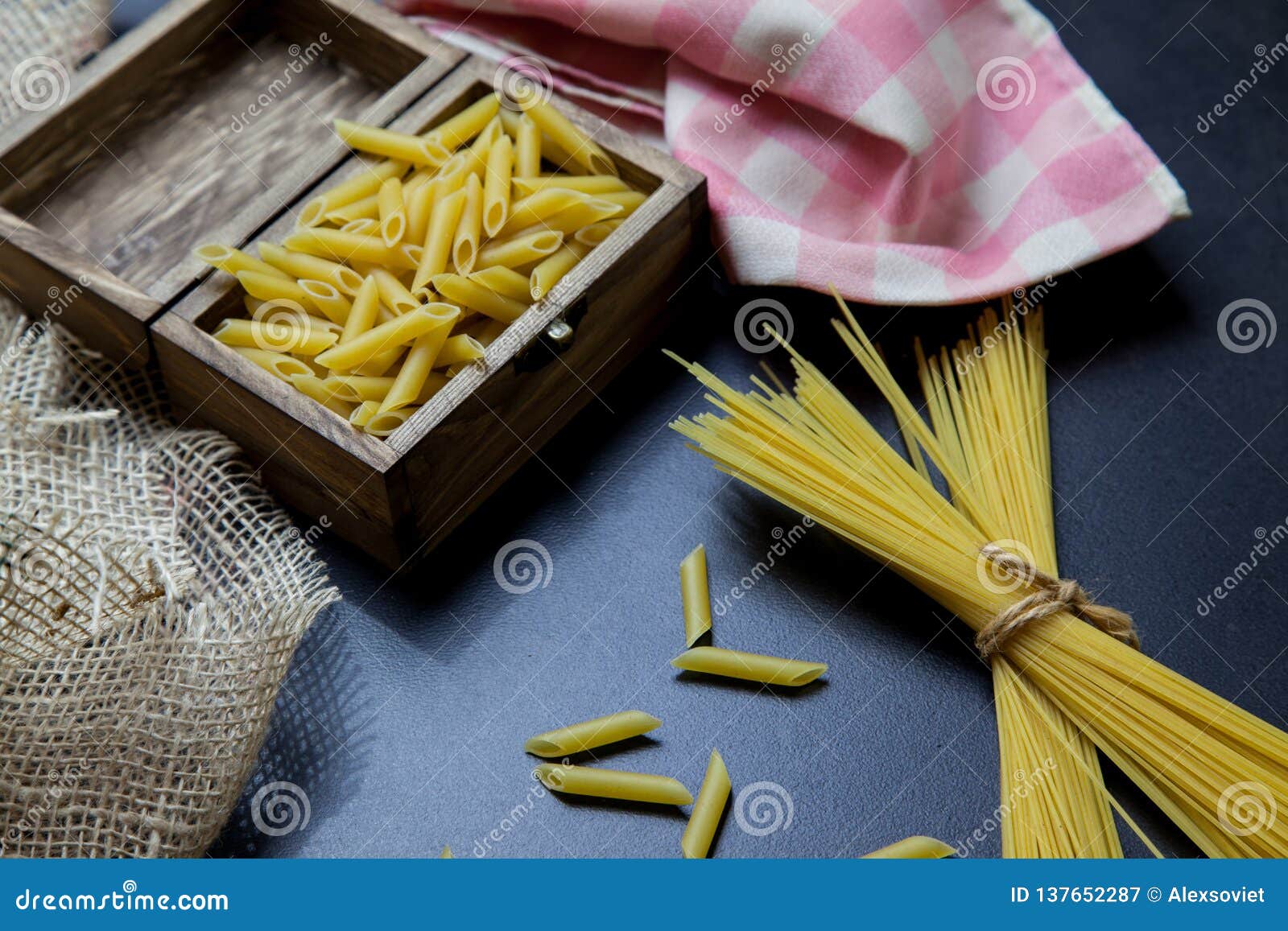 Pasta ties with spaghetti stock image. Image of diet - 137652287