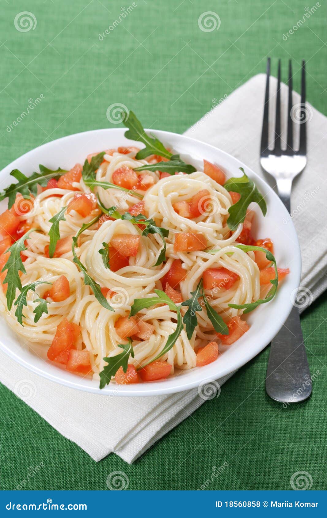 Pasta With Tomato And Rucola Stock Photo - Image of mediterranean ...