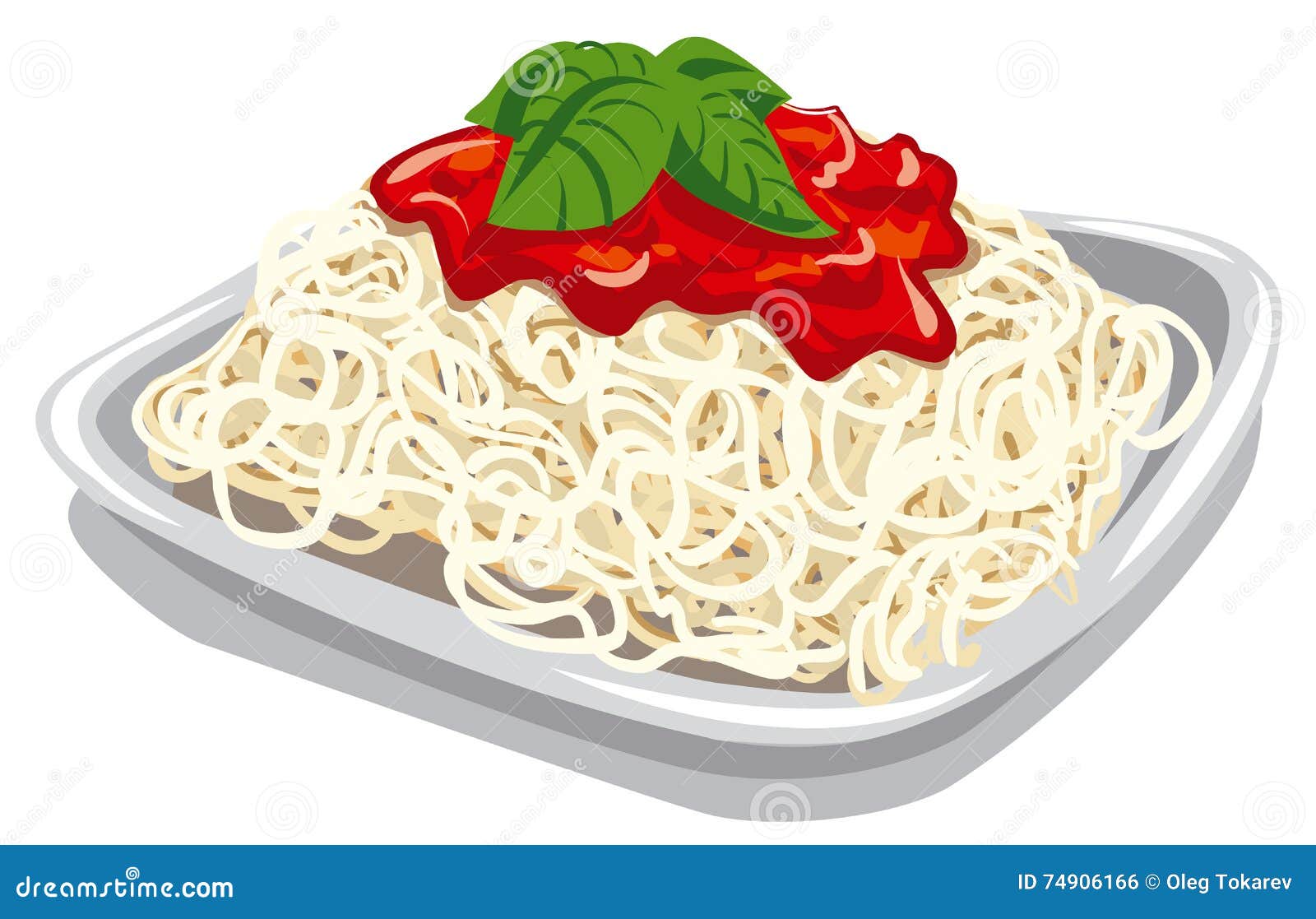 Pasta with tomato sauce stock illustration. Illustration of herb - 74906166