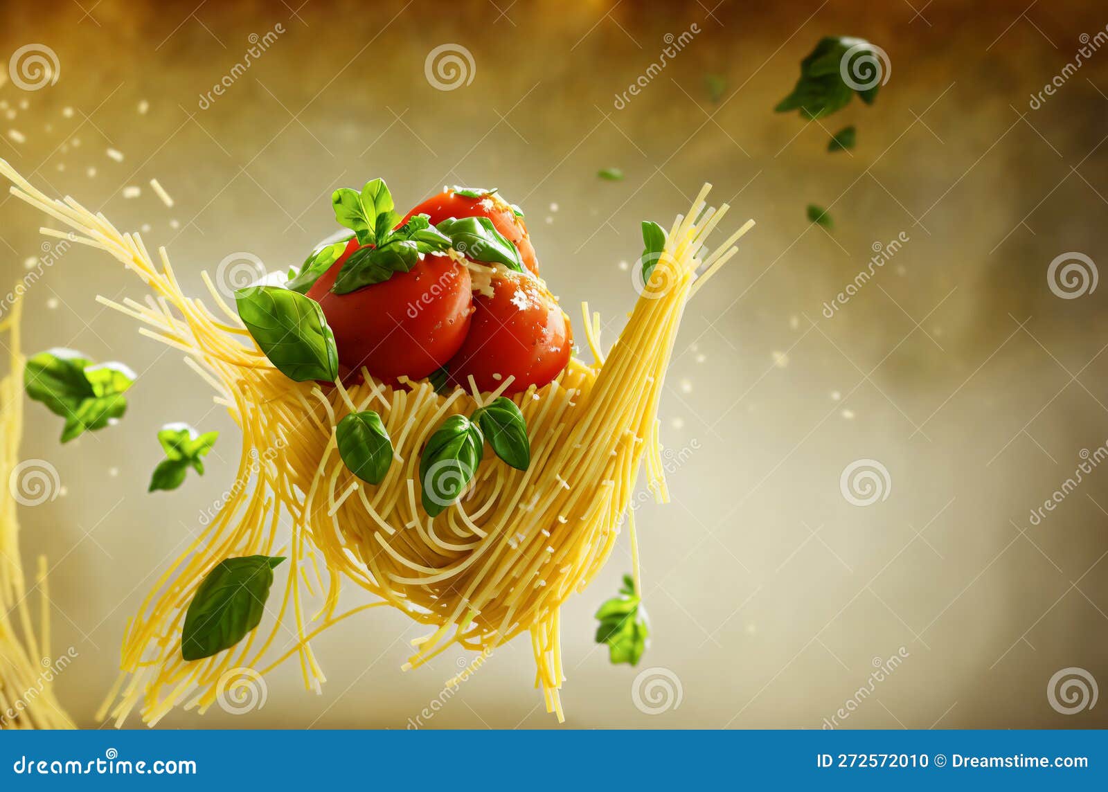 Pasta with Tomatoes, Greens. Appetizing Spaghetti with Vegetables ...