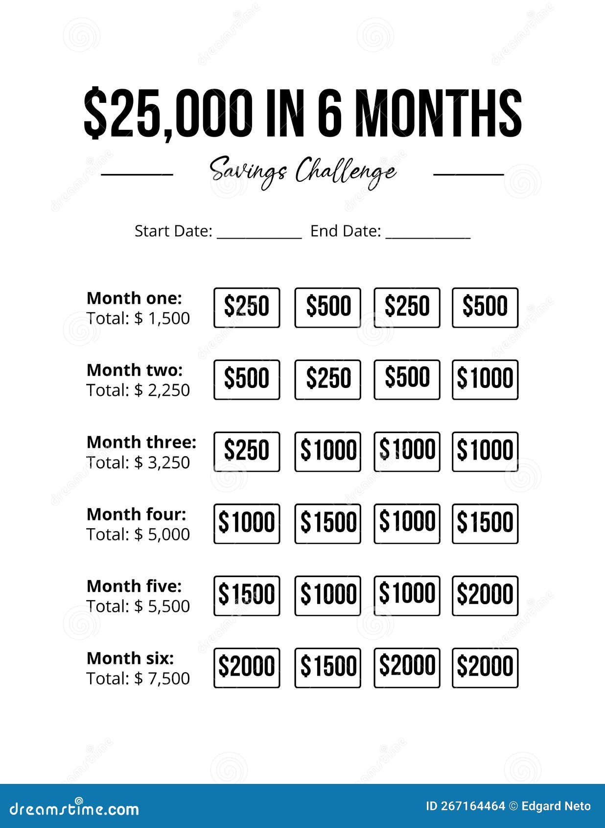 Save Money Challenge, Save 25k Dollars in 6 Months, Monthly Budget ...
