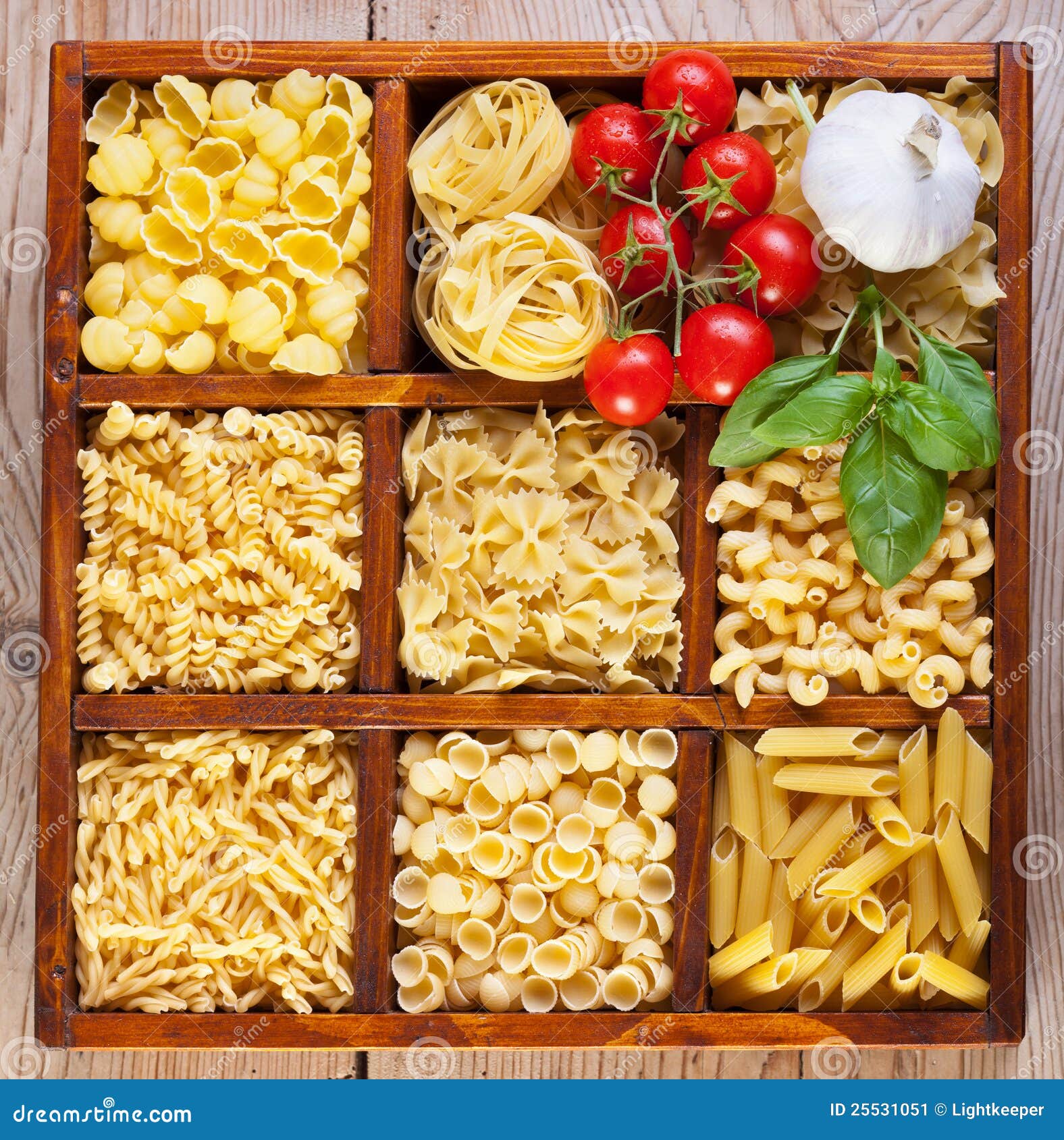 Pasta Variety in a Compartmented Box Stock Image - Image of cuisine ...