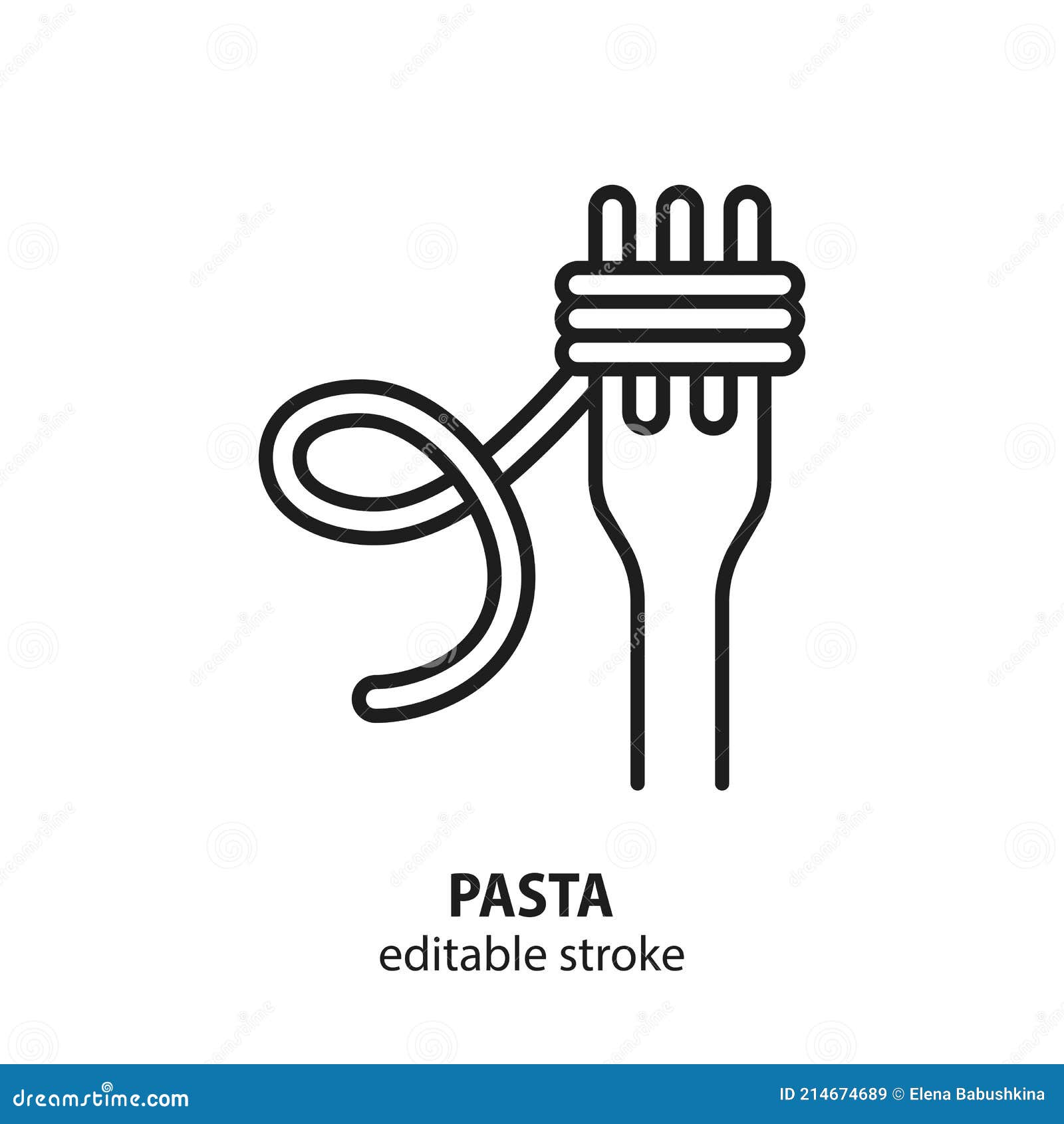 Pasta Vector Outline Icon. Vector Illustration Spaghetti On White ...